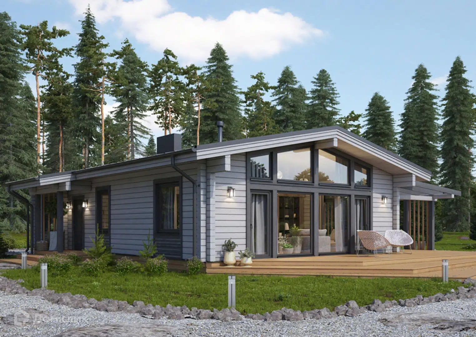 Проект дома «Клио» компании Династия из материала Клееный брус площадью ...